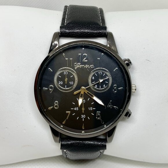 Geneva | Accessories | Geneva Men Wrist Watch Black Tone 42mm Case Size ...
